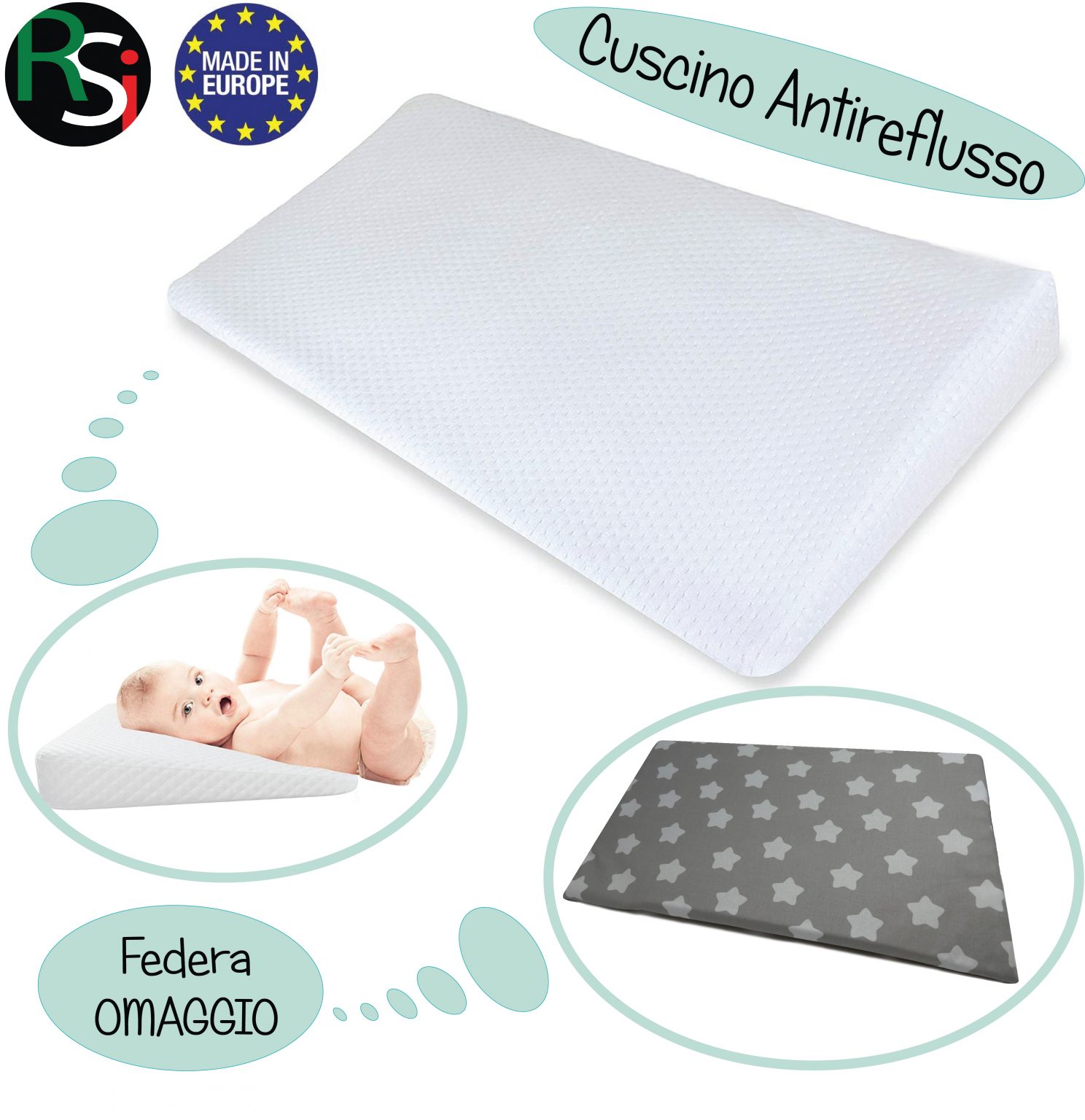 Cuscino Neonato Antireflusso MADE IN UE - RSitaly.net Cuscino Neonato Antireflusso MADE IN UE - RSitaly.net